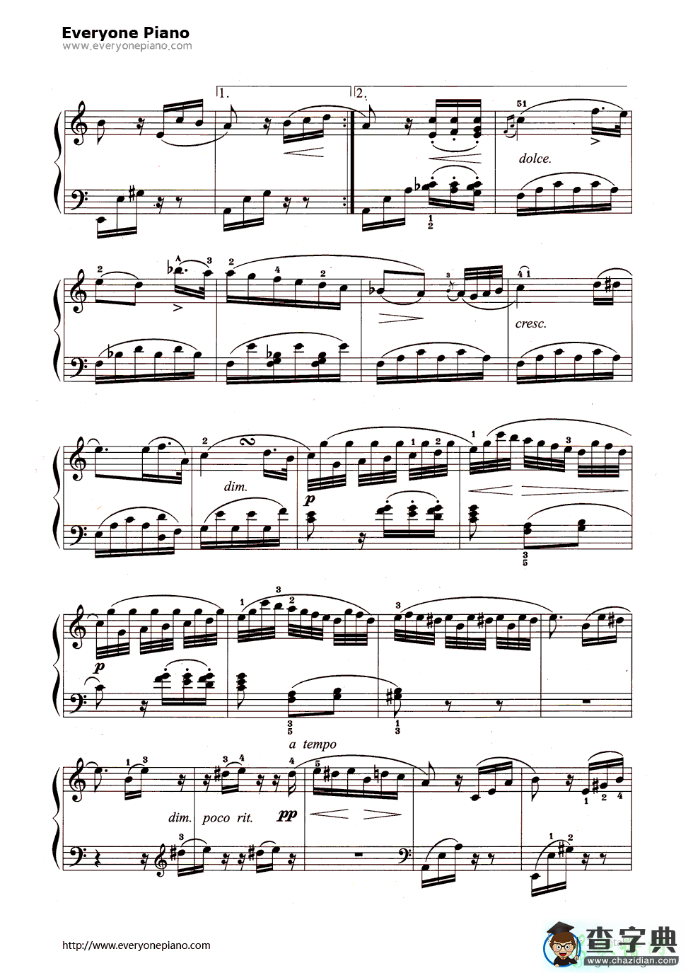 致爱丽丝_致爱丽丝钢琴_致爱丽丝_致爱丽丝钢琴简谱_致爱丽丝_致爱丽丝钢琴吉他谱_钢琴谱-查字典简谱网