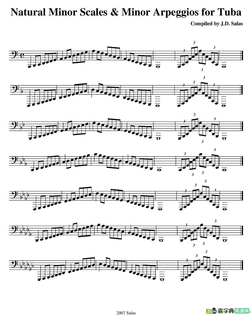 Natural Minor Scales & Minor Arpeggios - Tuba铜管_Natural Minor Scales ...