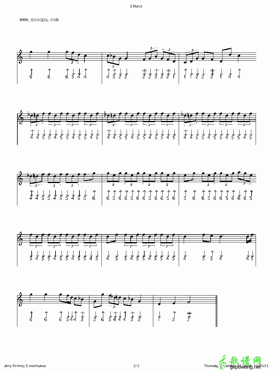 e march _e march 简谱_e march 吉他谱_钢琴谱-查字典简谱网