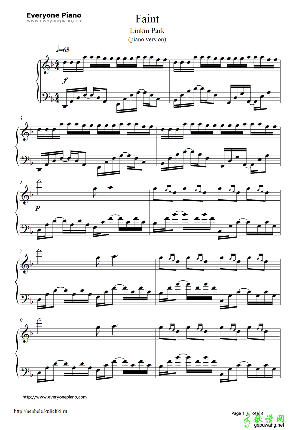 Faint Linkin Park-Faint _Faint Linkin Park-Faint 简谱_Faint Linkin Park ...