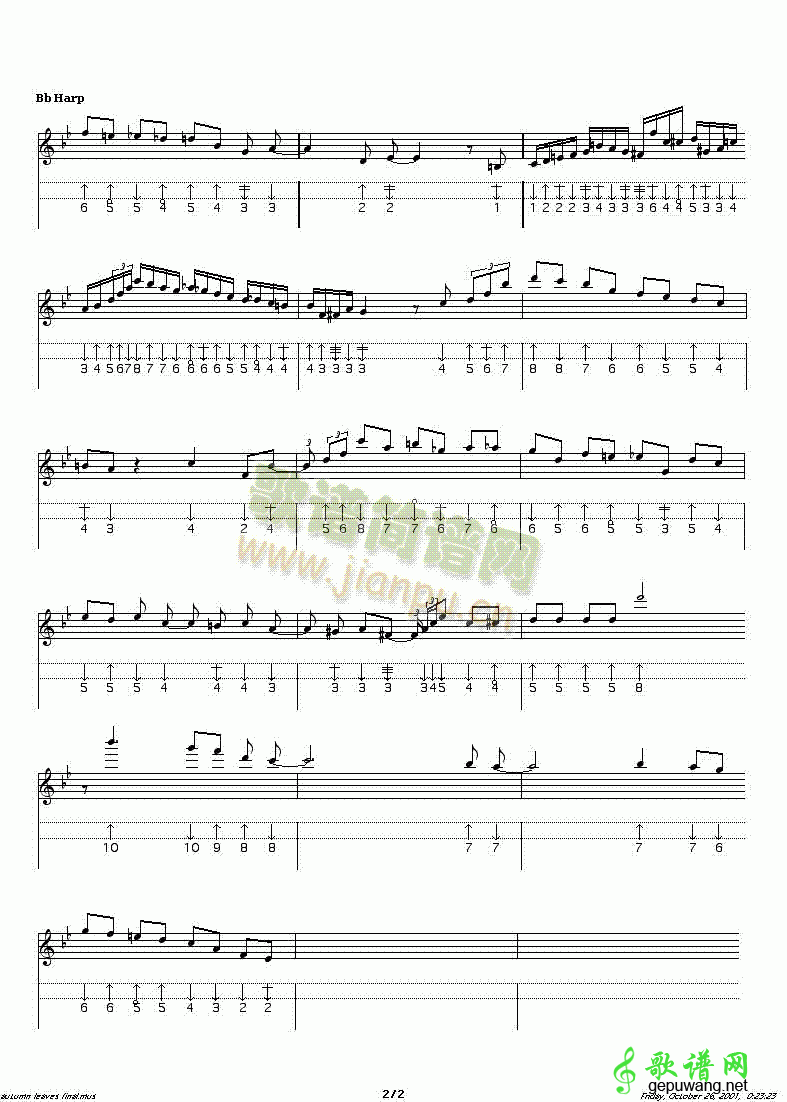 Autumn Leaves_Autumn Leaves简谱_Autumn Leaves吉他谱_钢琴谱-查字典简谱网