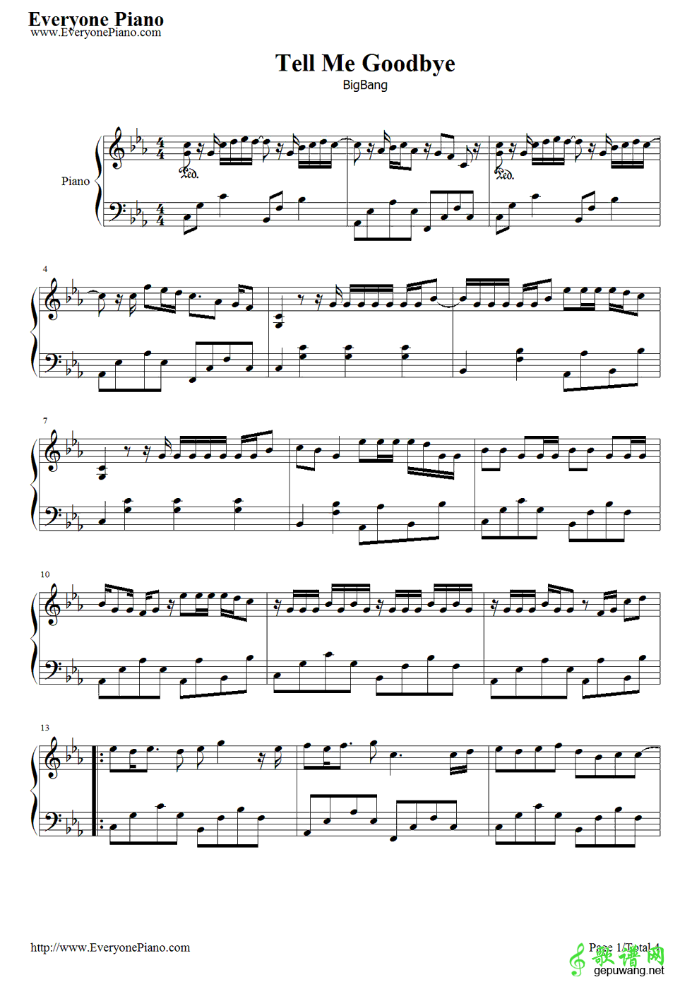 Tell Me Goodbye _Tell Me Goodbye 简谱_Tell Me Goodbye 吉他谱_钢琴谱-查字典简谱网